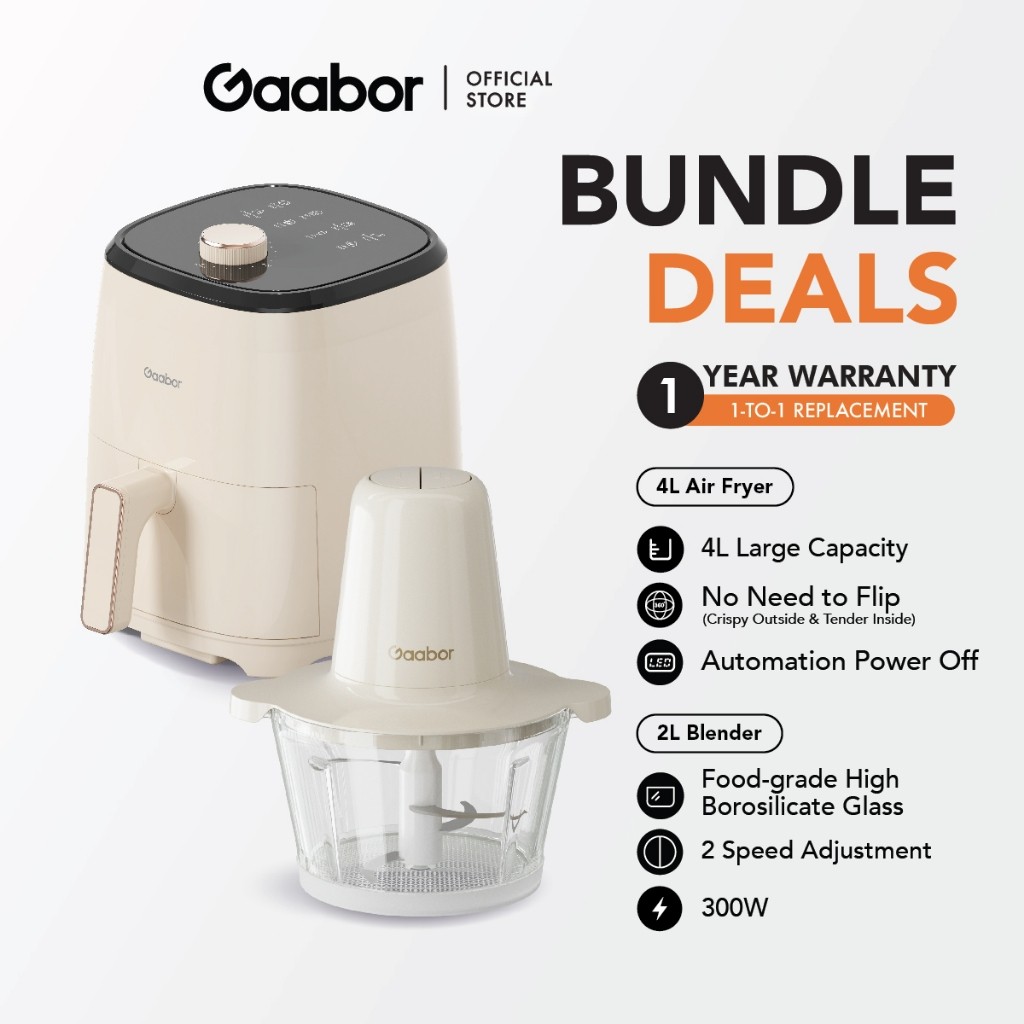 [Bundle Sales] Gaabor 2L Blender MG-15M01A and 4L Air Fryer AF40M-WH01A ...