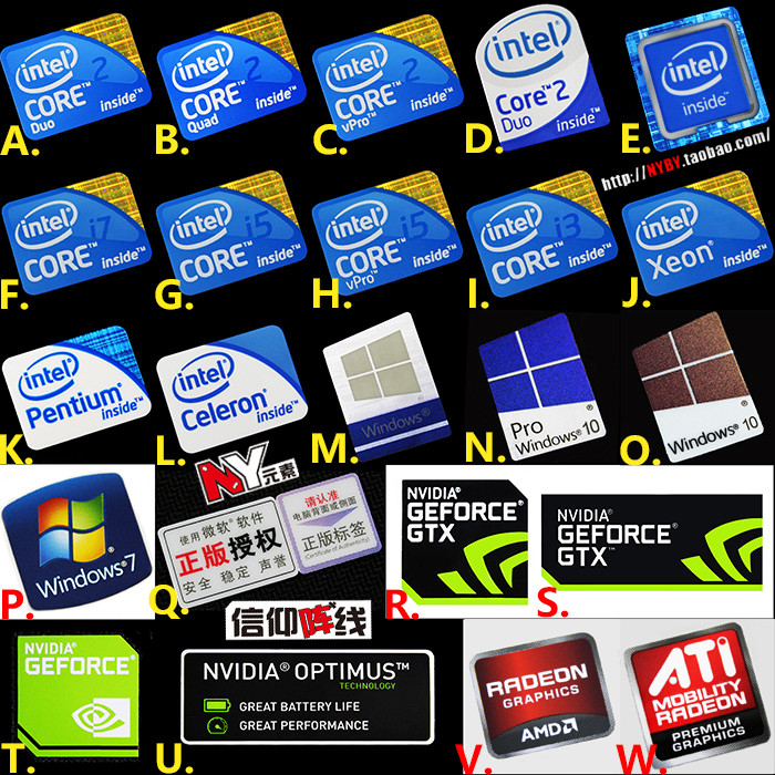 New Sticker Original core2 core2 i3 i5 i7 Laptop Desktop Label CPU ...
