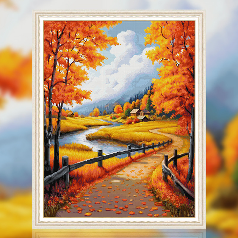 Autumn Rice Fields 11CT no full embroidery simple modern cross stitch ...