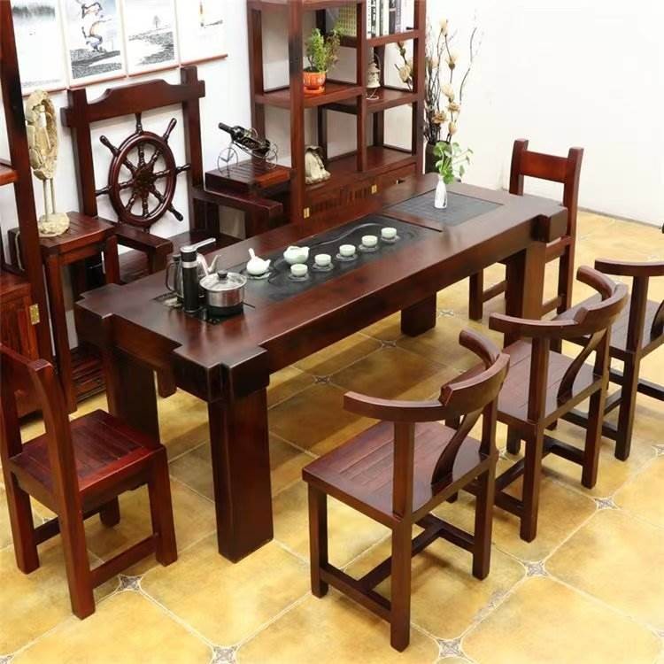 Set Meja Teh dan Kerusi Kayu Bot Lama Kayu Pejal Set Teh Meja Besar ...