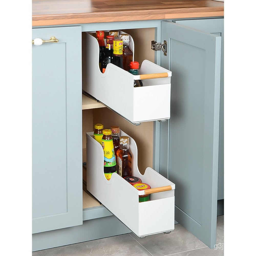 Kitchen Condiment Rack Pull-out Ultra-Narrow Pull Basket Cabinet Built ...