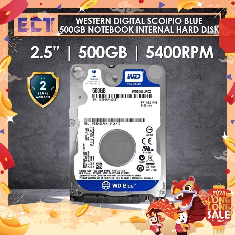 Western Digital Scorpio Blue 2.5" 500GB 5400RPM 16mb Sata Laptop Hard Disk Drive (WD5000LPCX ...