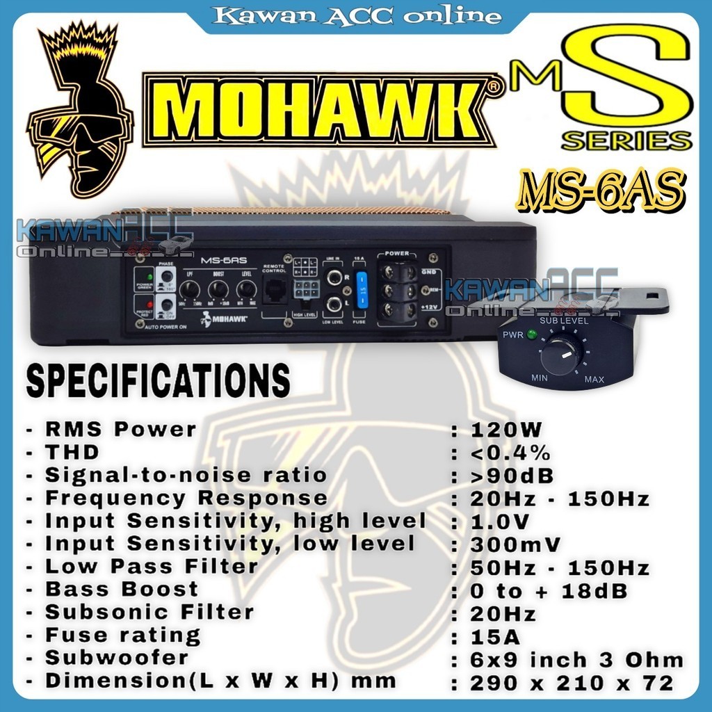 MOHAWK MS Series 6x9" / 8" Active Subwoofer **100%Original** MS-6AS ...
