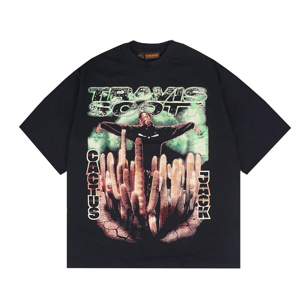KKONTENER TRAVIS SCOTT RELAXED FIT TSHIRT BLACK | Shopee Malaysia