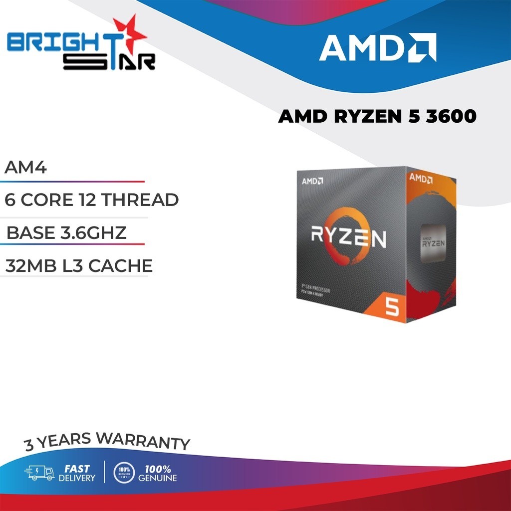 AMD Ryzen 5 3600 - 6C/12T BASE 3.6GHZ, BOOST 4.2GHZ / 32MB L3 CACHE ...