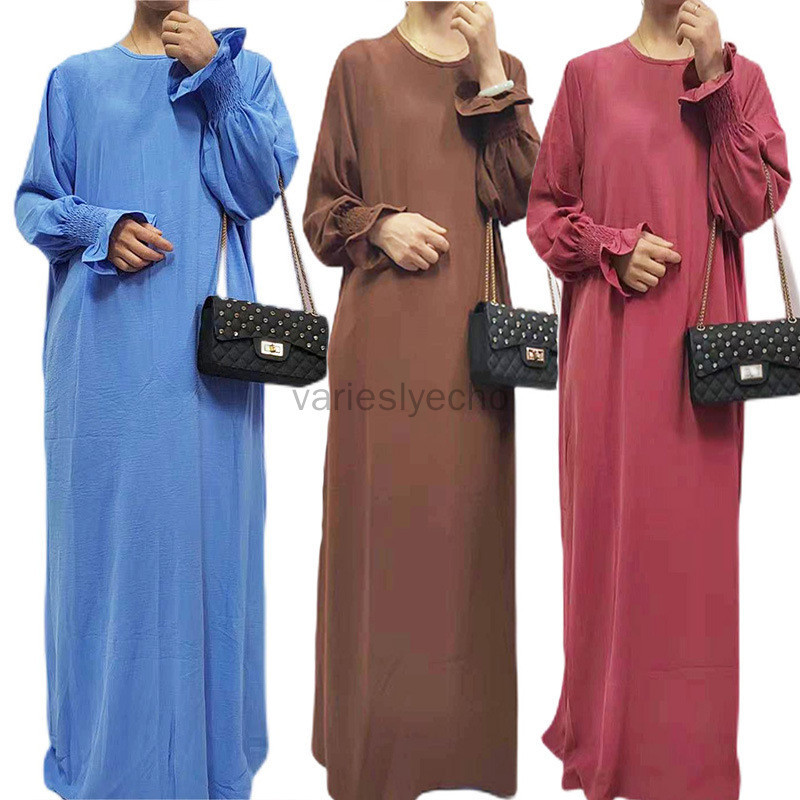 Women Muslim Abayas Modest Solid Prayer Dress Robe Islamic Dubai Middle ...
