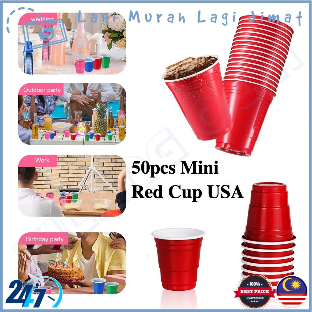 50pcs 60ml Red Color Small Mini USA Beer Pong Cups Cup 2oz Plastic ...