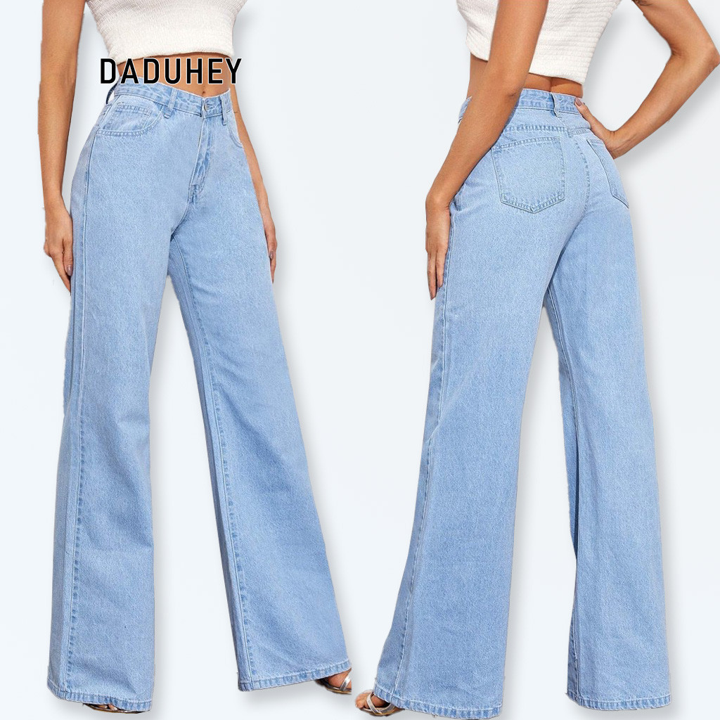 Daduhey baju raya 2024 Denim Baggy Mopping Women's Wide-Leg High-Waist ...