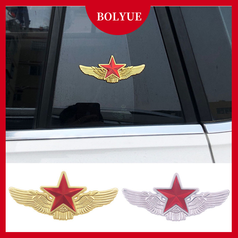 3d Metal Car Logo Wings Five-pointed Star Car Sticker Scratch Sticker ...