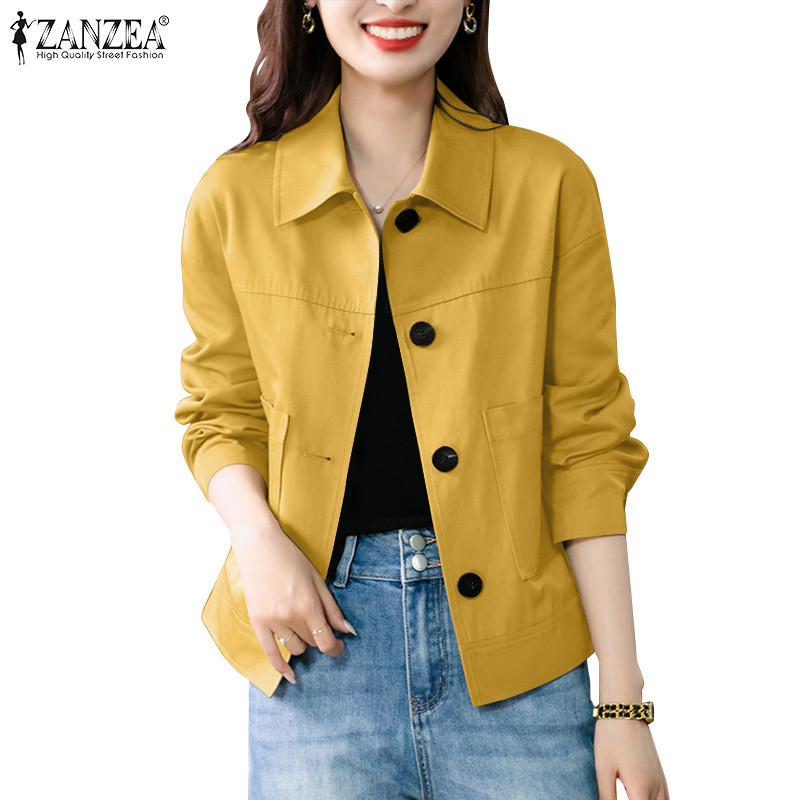 ZANZEA Women Korean Fashion Long Sleeves Turn-Down-Collar Jackets ...