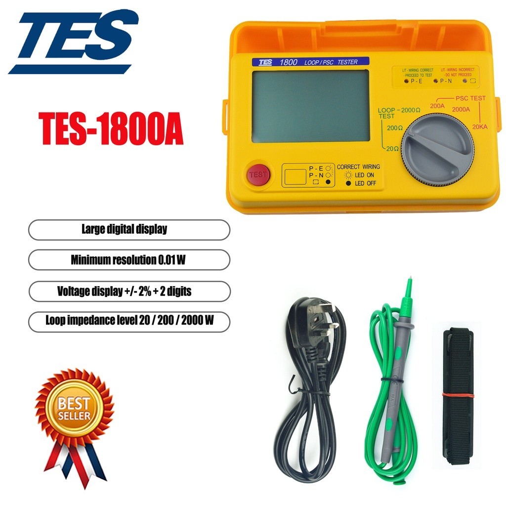 TES-1800A PSC Resistance Tester 0.01 W 3 Digit LCD Display Loop ...
