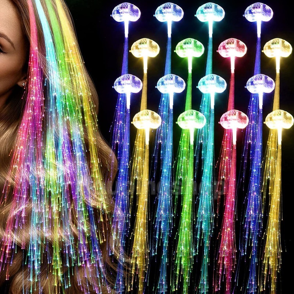 Colorful Luminous Braids Butterfly Glitter Fiber Optic Hair LED Silk ...
