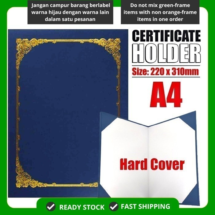 🔥 A4 Certificate Holder Hard Cover with Gold Border/Durable Fail Sijil ...