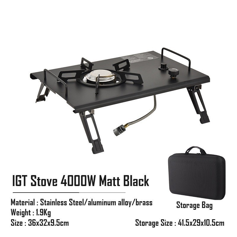 IGT Stove Matt Black I Khaki 4000W Stainless Steel Copper Camping Outdoor Cooking Portable Gas ...