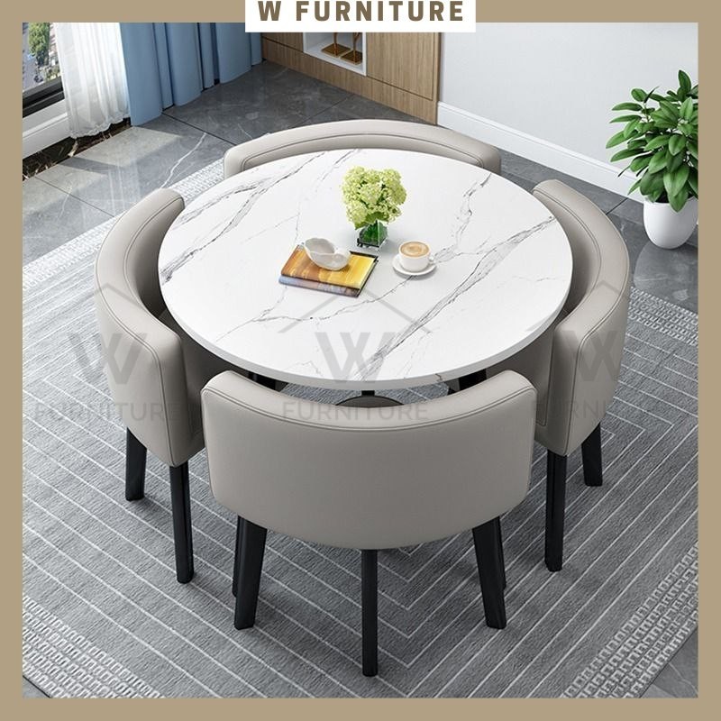 Wfurniture 1+4 Dining Set /80cm Round Dining Table/Office Discuss Table ...