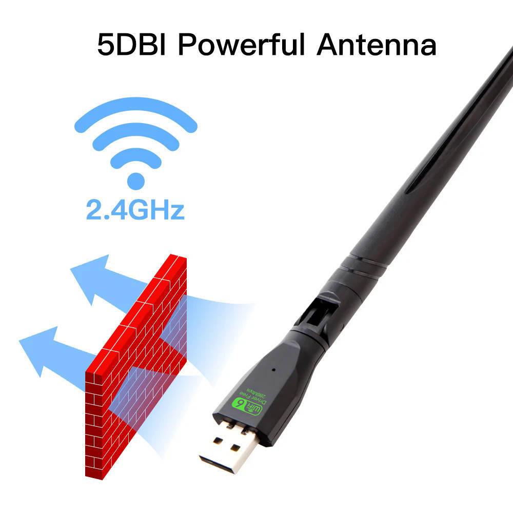 Fenvi WiFi 6 USB Adapter 300Mbps Network Card Antenna Wifi6 USB Dongle 802.11ax 2.4Ghz Driver ...