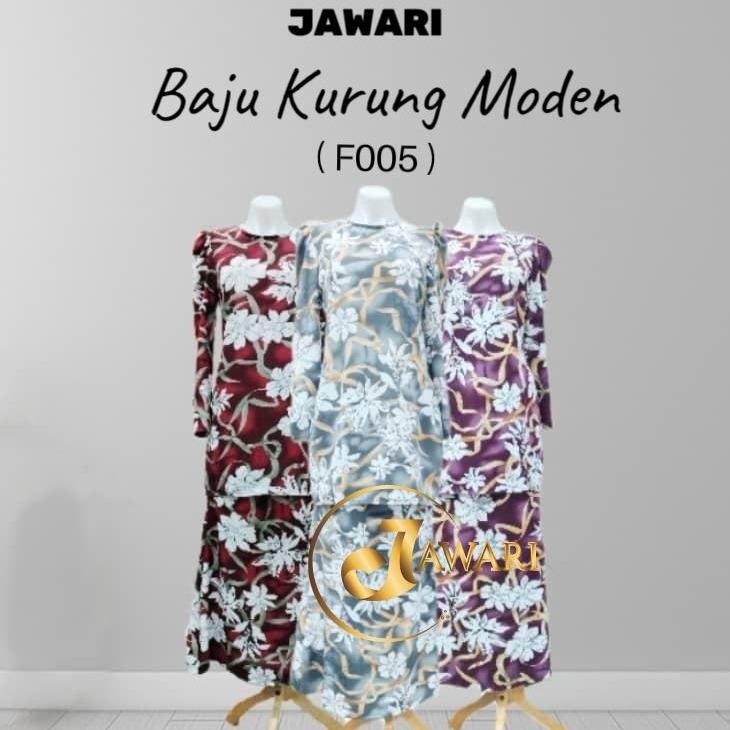 JAWARI Baju Kurung Moden Corak Bunga F005 untuk Wanita - Set Kurung ...