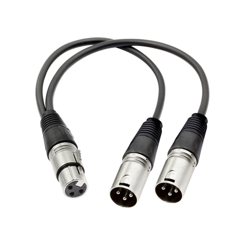 3Pin XLR FEMALE Jack To Dual 2 MALE Plug Y SPLITTER Cable Adaptor 1 FT ...