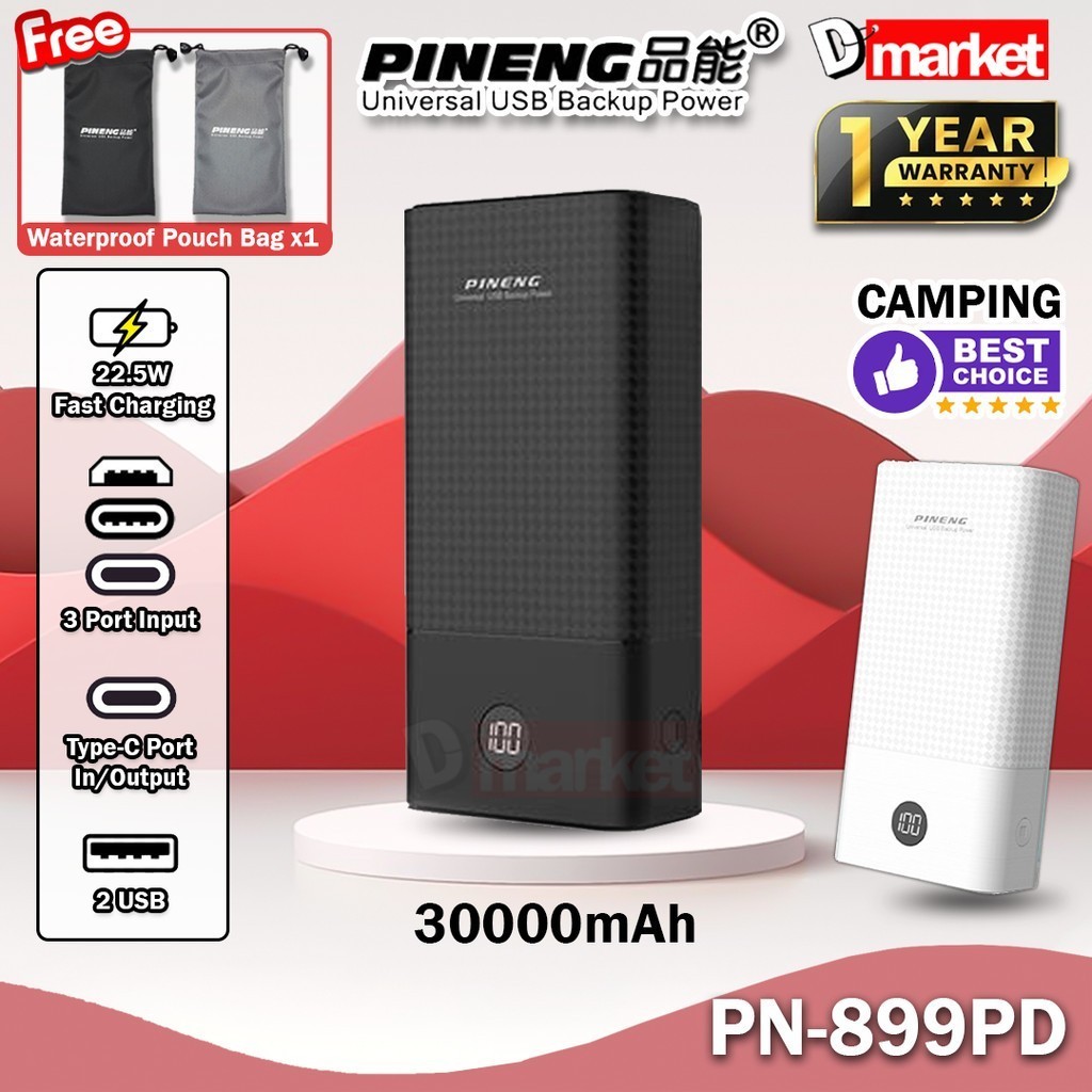 Pineng PN-899 30000mAh Powerbank 22.5W Fast Charging Power Bank PN899 ...