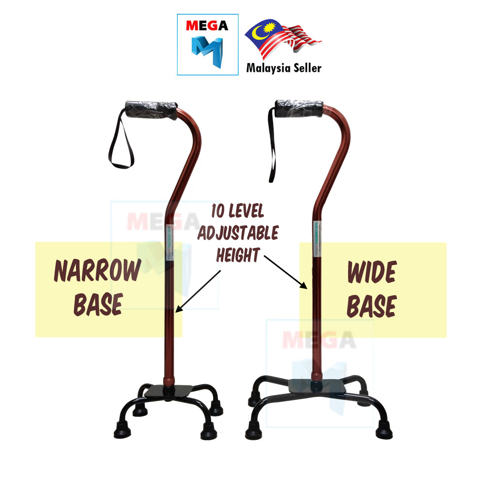 Walking Stick Quad Cane Wide/Narrow Base | Shopee Malaysia