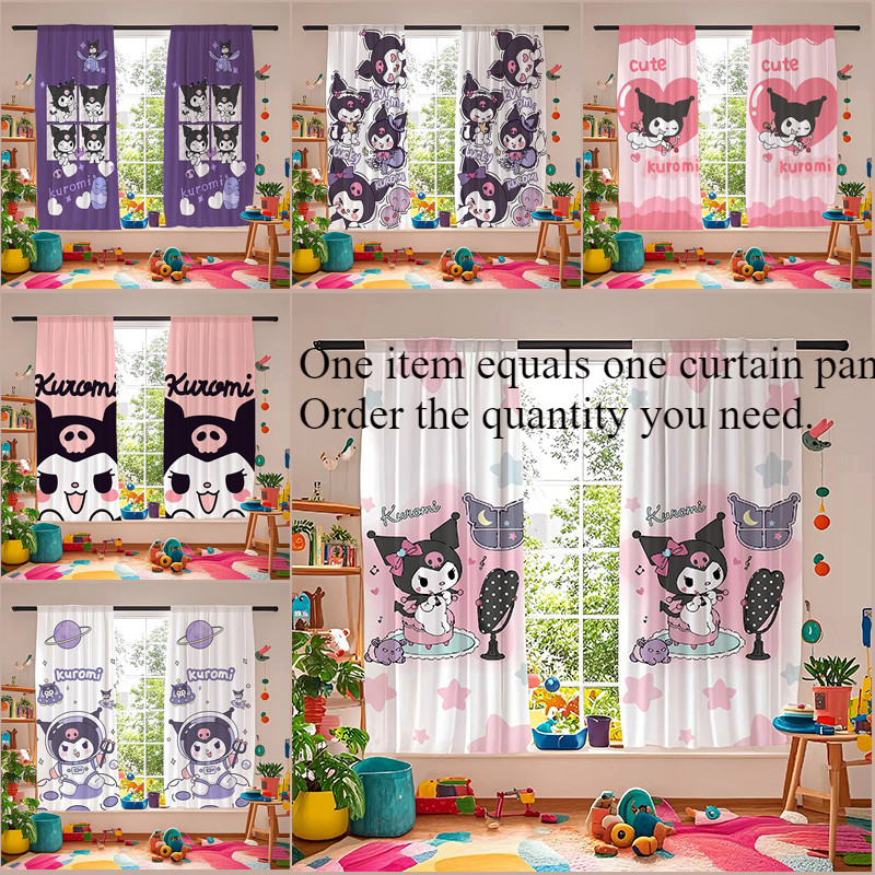 Sanrio Kuromi Simple Printed Curtains Semi-light-blocking Curtains Door ...