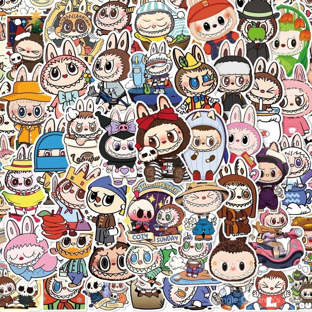 100 Sheets Two-Dimensional labubu labubu Cartoon Stickers Cute Creative ...