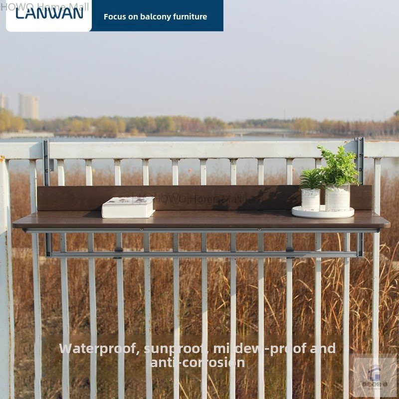 Outdoor wooden bar table Balcony Railing Hanging Table foldable balcony ...