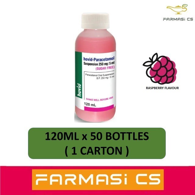 Hovid Paracetamol Suspension 120ml x 50 Bottles (Carton) EXP:09/2026 ...