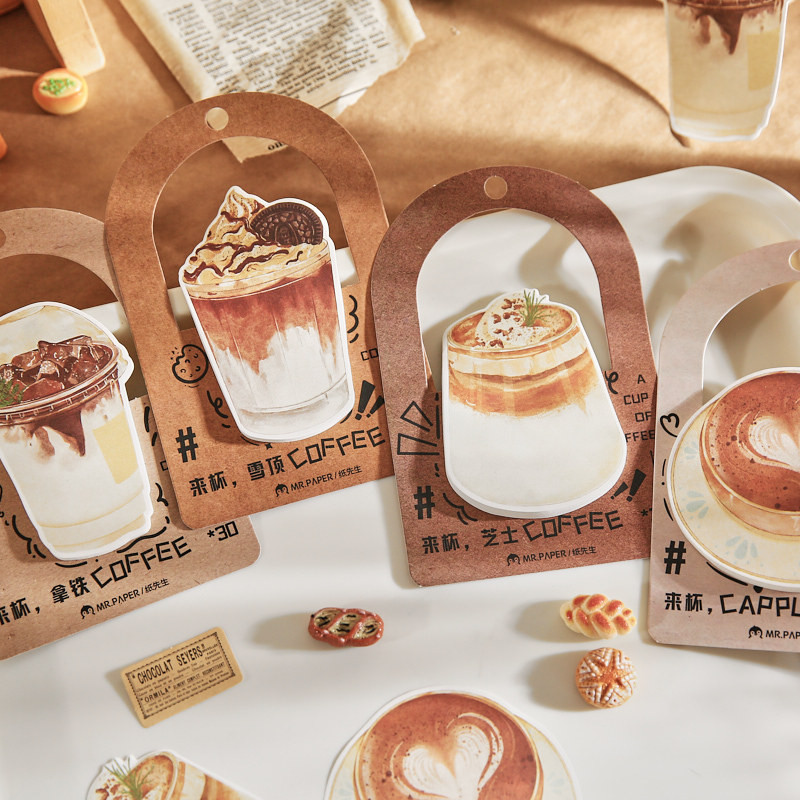 ENWEI 30 Sheets Coffee Time Series Sticky Notes Premium Writing Paper ...