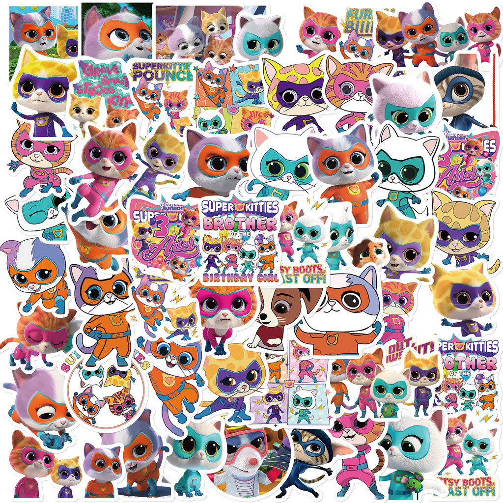 50 pcs Super Kitties Cartoon Waterproof PVC Stickers | Shopee Malaysia