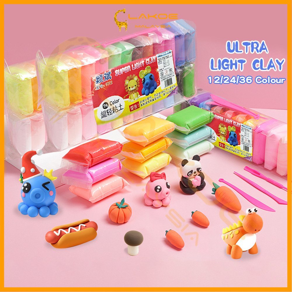 lakoe 12 /24 /36 Colors Kids Super Light Clay Set Pure Color Non-fading ...
