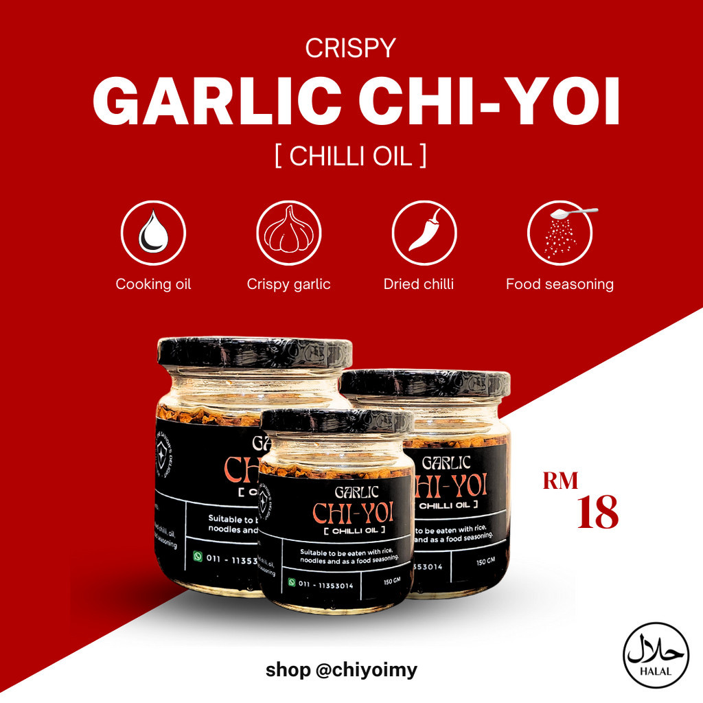 Crispy Garlic Chi-Yoi (Chili Oil) Authentic | Halal | Chili Oil |Buatan ...