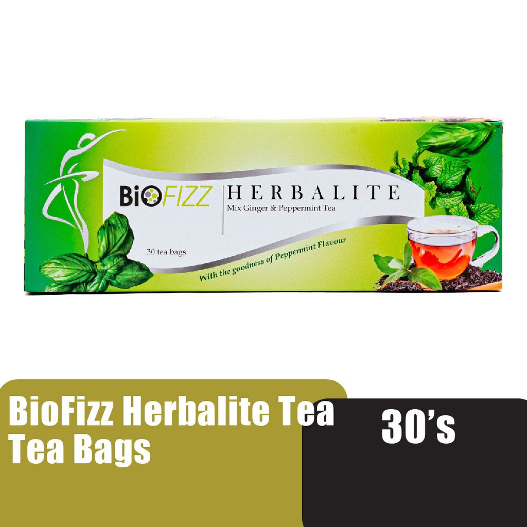 BIOFIZZ Herbalite Herbal Tea 3g X 30 Tea Bag Green Tea Peppermint Teh ...