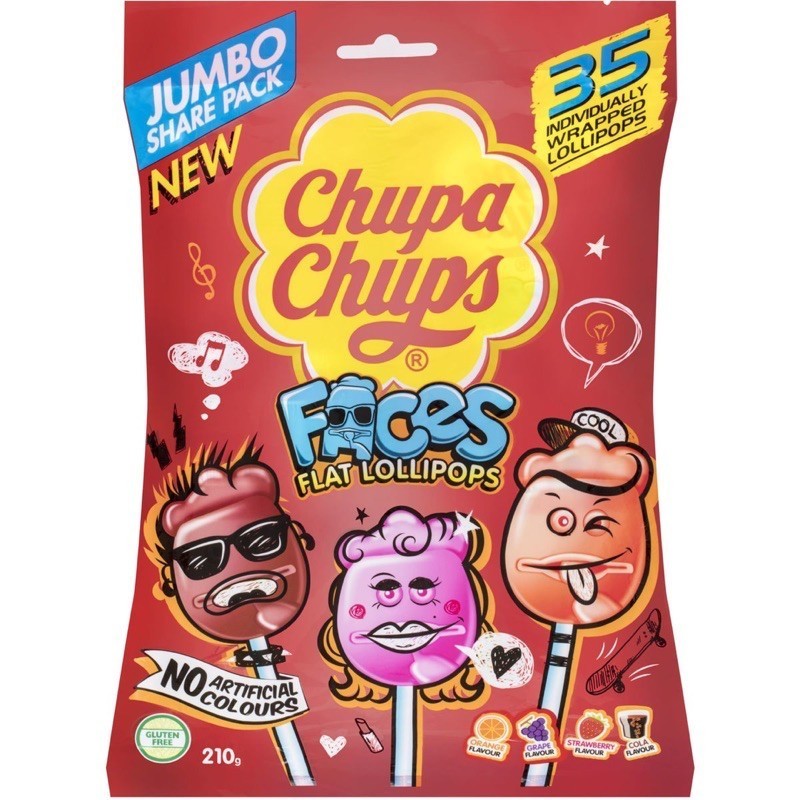 Chupa Chups Party Mix 400g/Chupa Chups Faces Flat Lollipops 35 Pack ...