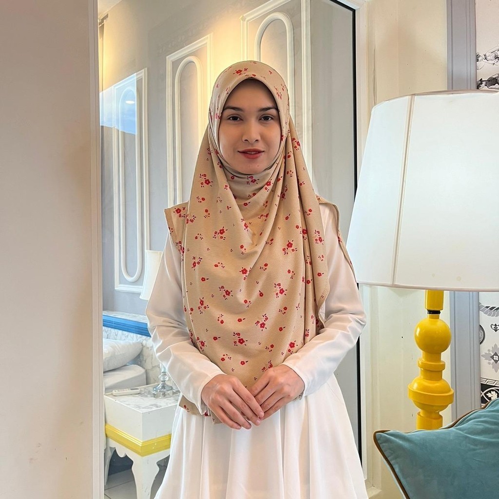 Instant Shawl Printed IRONLESS material Pleated CUTTING BARU | Shopee ...