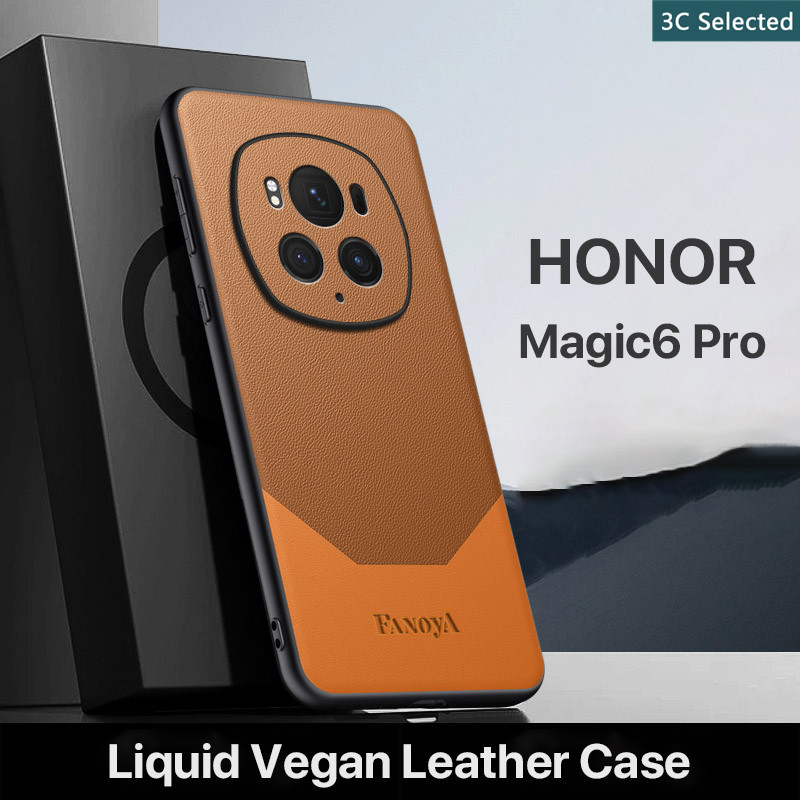 Casing HONOR Magic 6 5 4 Pro Ultimate Liquid Vegan Leather Double Color Matching Touch ...