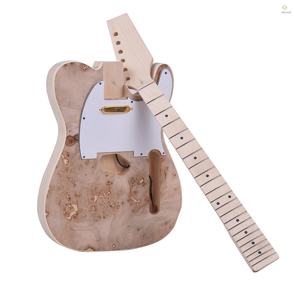 Unfinished Electric Guitar DIY Kit Basswood Body Burl Surface Maple ...