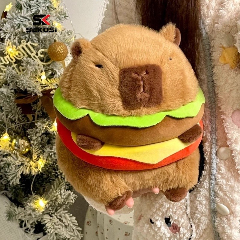 ☆Sk☆Plush Capybara Toy Cute Funny Capybara Doll Tik Tok Burger Shape ...