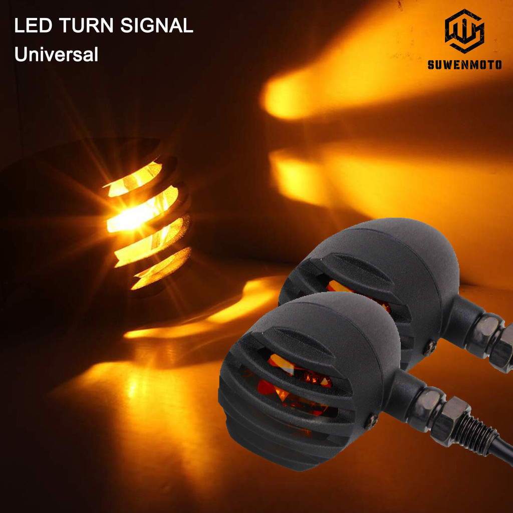 4Pcs Motorcycle Turn Signal Lights 12V LED Blinker Lights Retro Metal ...