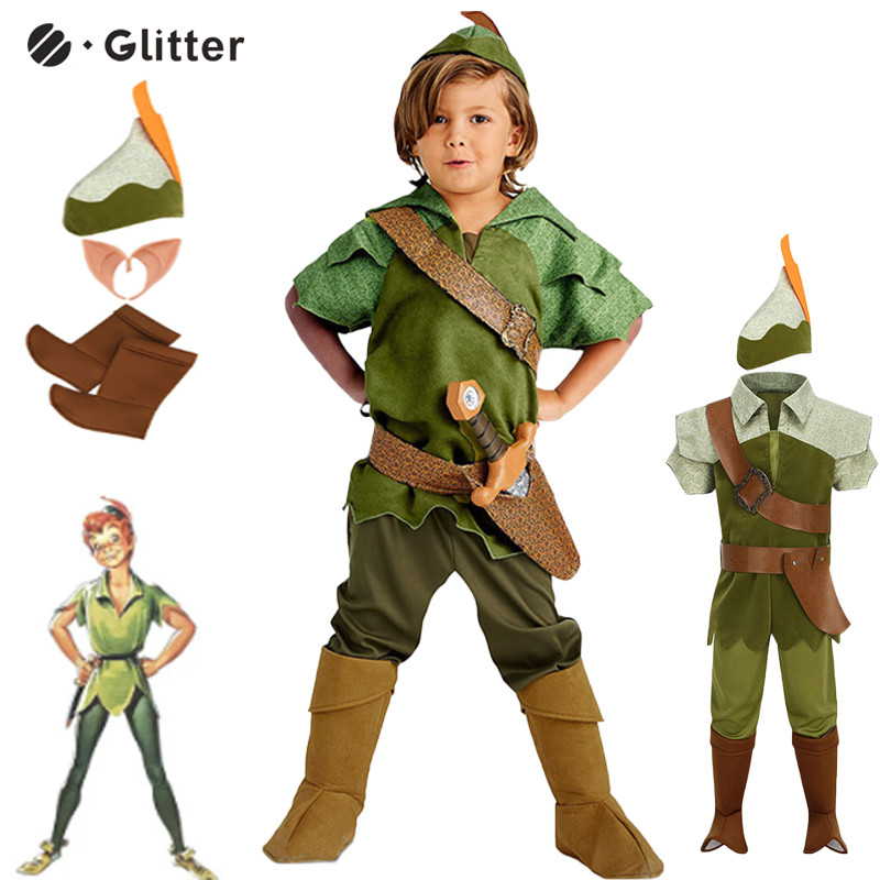 Peter Pan Cosplay Costume for Kids Boy Fairy Tinkerbell Elves Robin ...