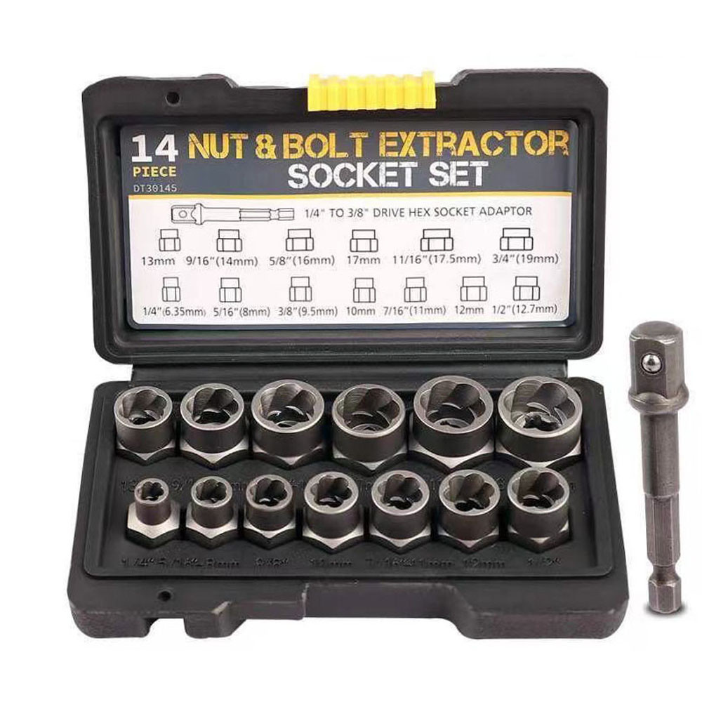 14PCS Nut Bolt Extraction Socket Set Impact Bolt Nut Remover Kits Bolt ...
