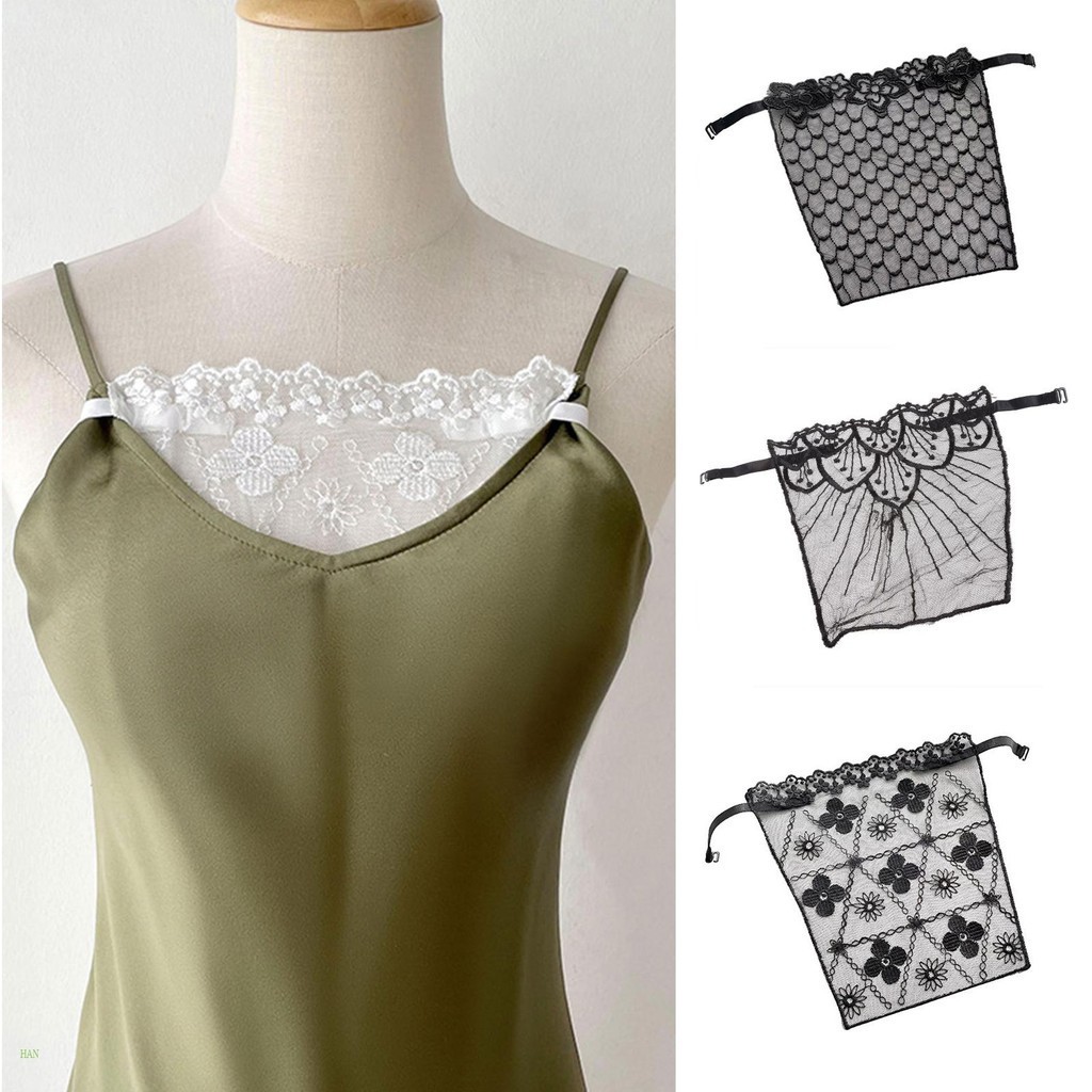 HAN Ladies Lace Clip-On Mock Camisole Bra Insert Overlay Modesty Panel ...