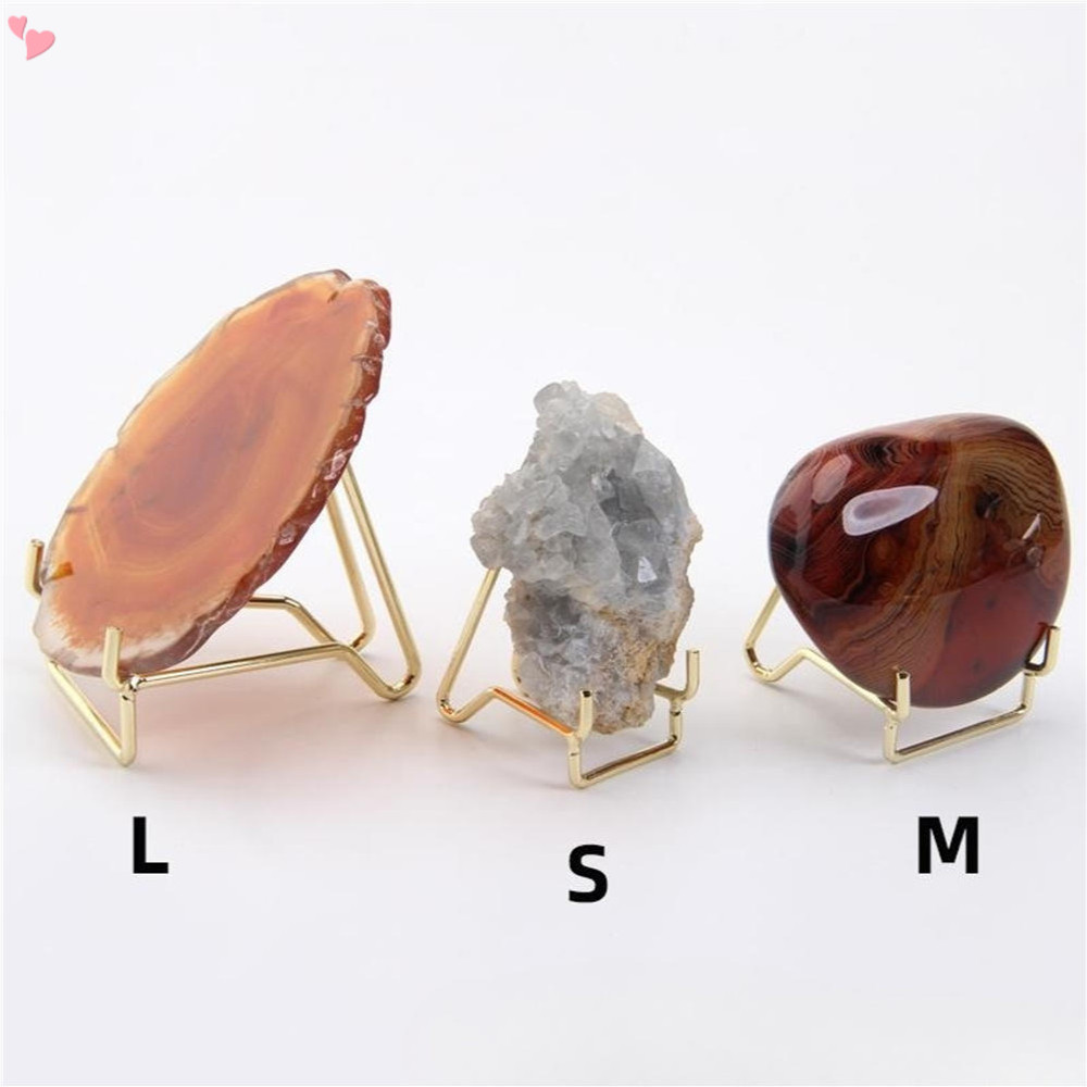 3 Sizes Rock Display Stand Gold Silver Metal Easel Stands Crystals ...