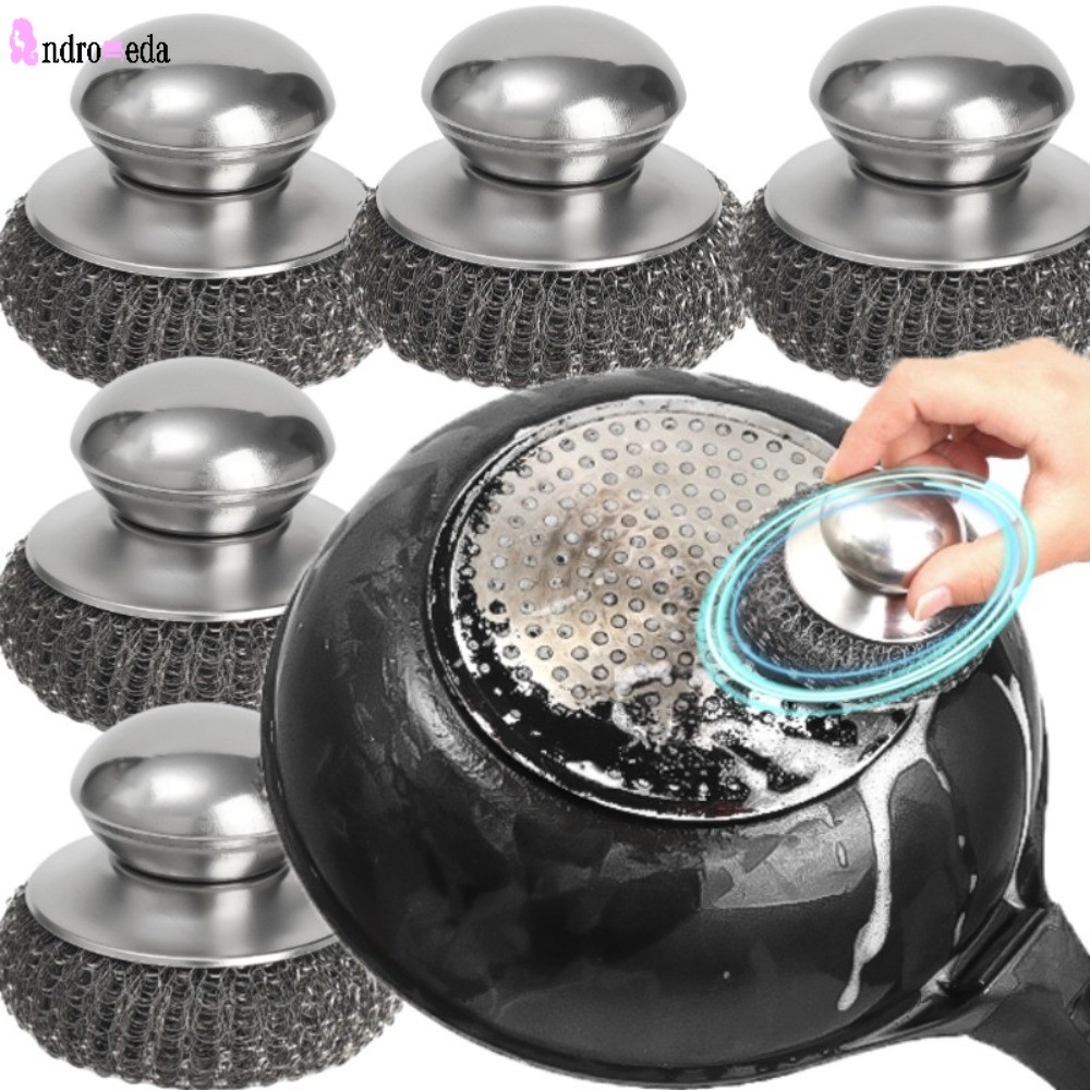 Portable Short Handle Steel Wire Ball Pot Brush Stainless Steel Rust ...