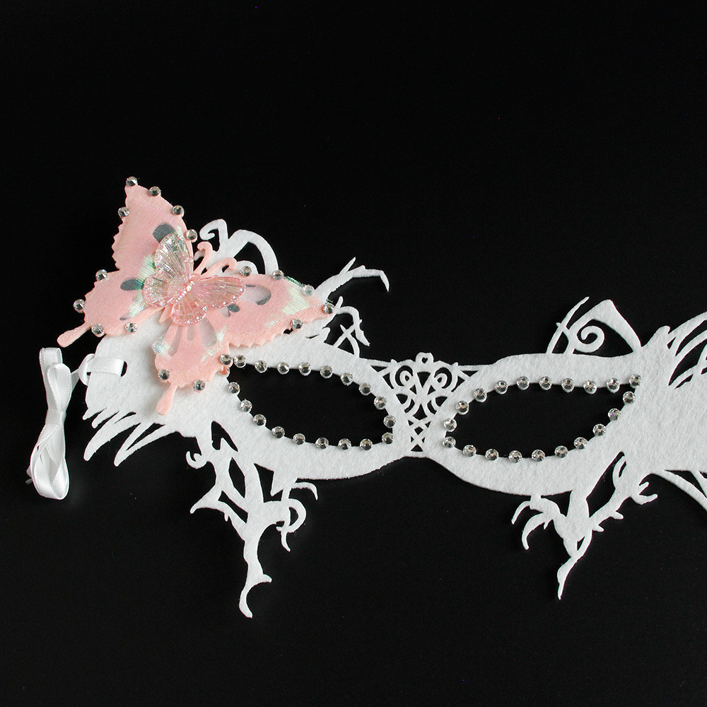 Rhinestone Butterfly Mask Half-Face Butterfly White Masquerade Mask ...