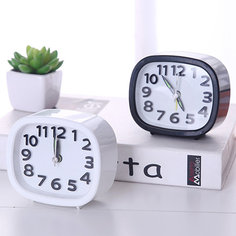 [Cei] Square Round Alarm Clock Small Silent Table Alarm Clock Wake Up ...
