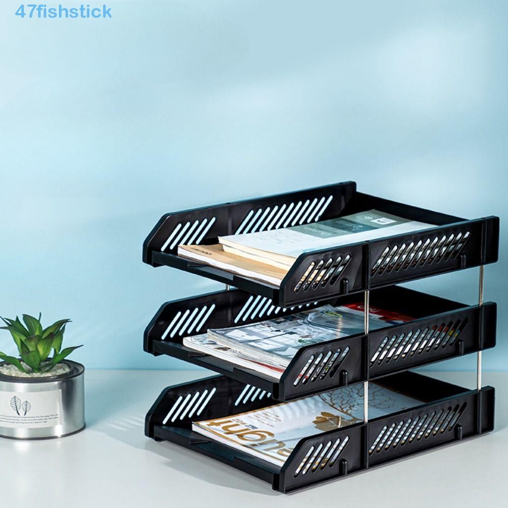 FISHSTICK Three-layer File Rack, File Holder Storage Rack A4 File ...