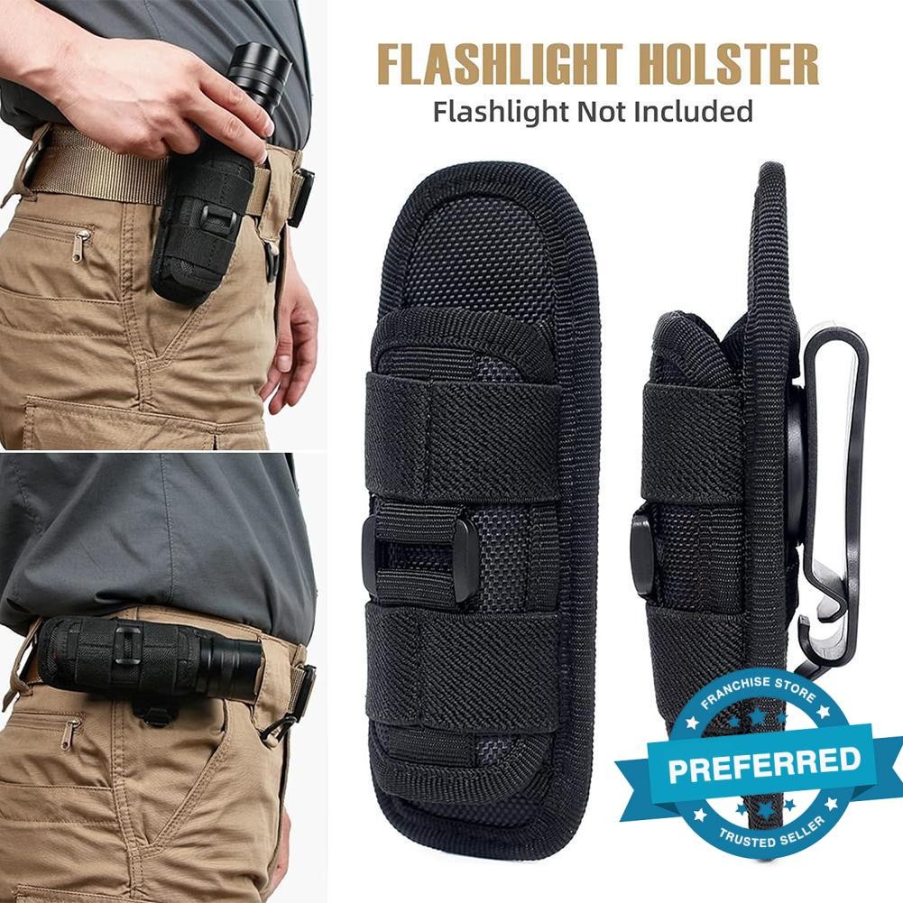Tactical Flashlight Pouch Holster Rotatable Flashlight Holder Belt With ...
