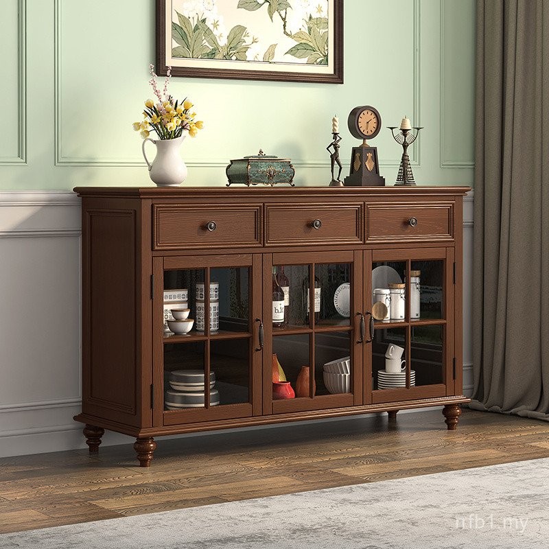 American Pure Solid Wood Dining Side Cabinet Simple Light Luxury ...