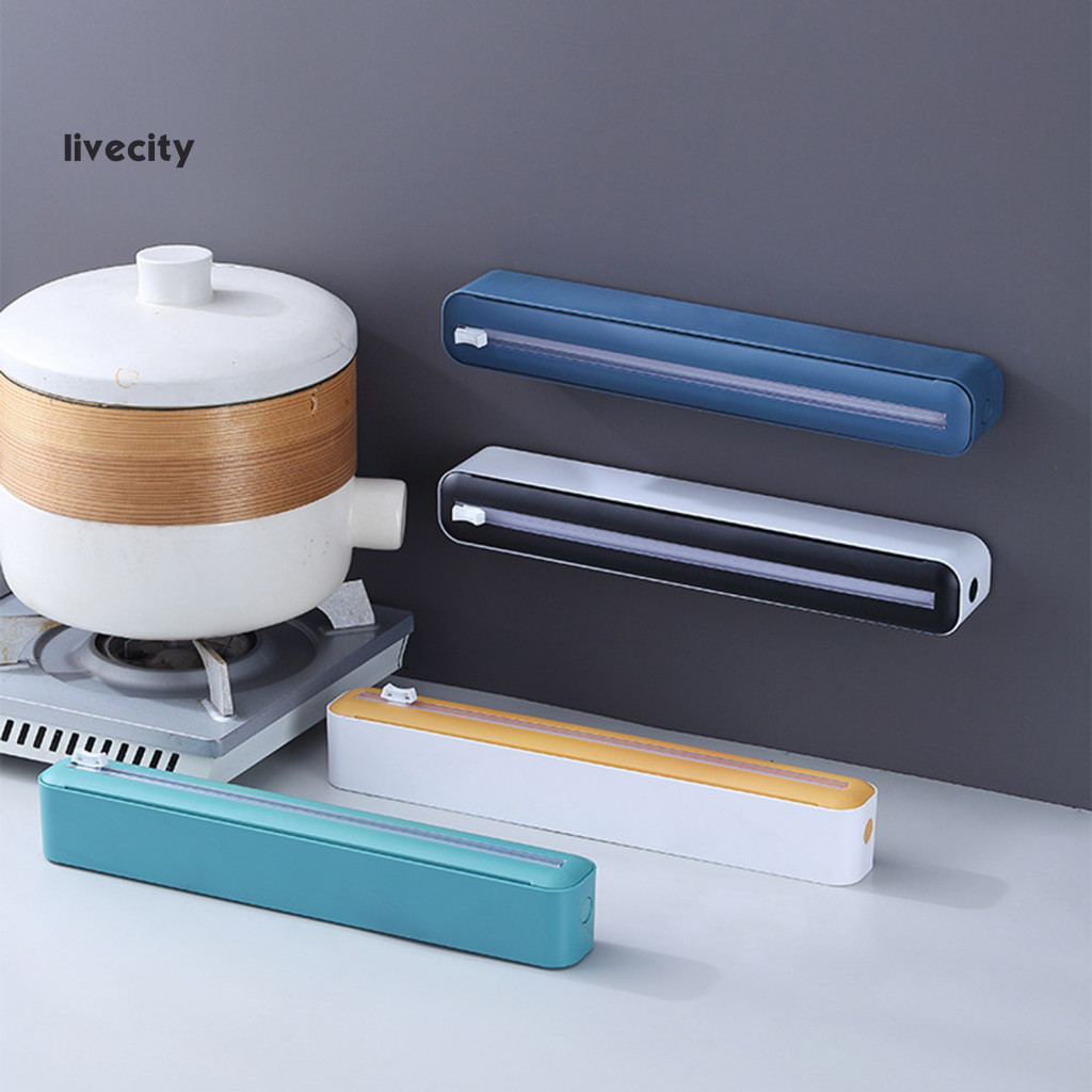 livecity| Plastic Wrap Cutter with Slide Cutter Aluminum Foil Holder ...
